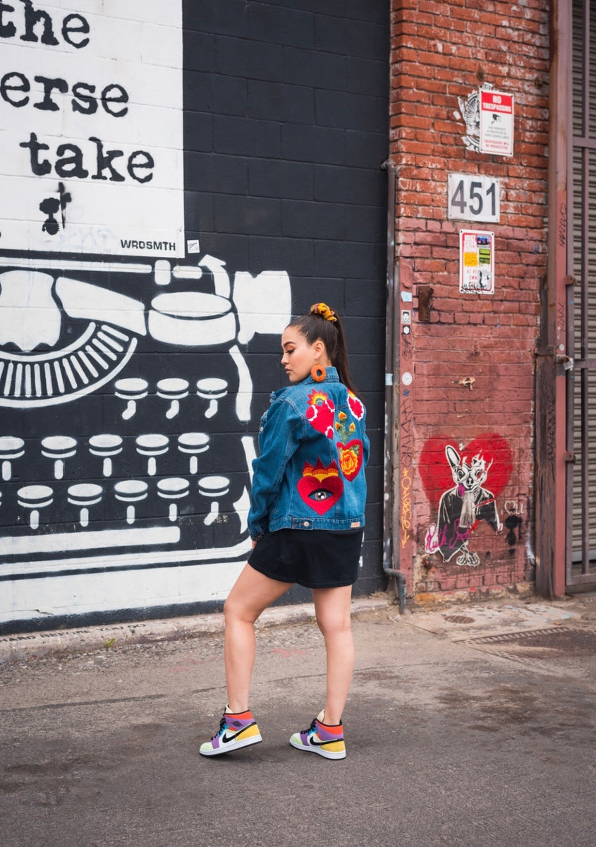 Te Amo Sagrado Corazón Denim Jacket – GlamlindoArtesania